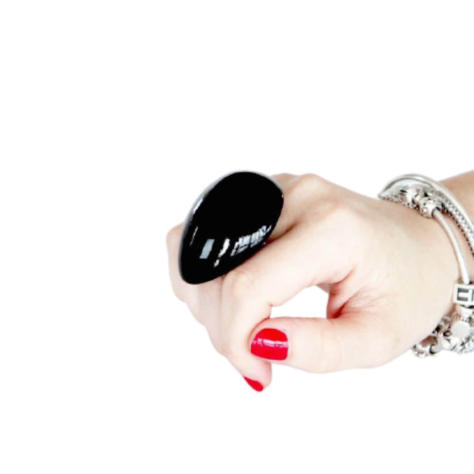 Ceramic Ring, Statement Ring, Black Ring, Ceramic Jewelry, Tear Drop ...