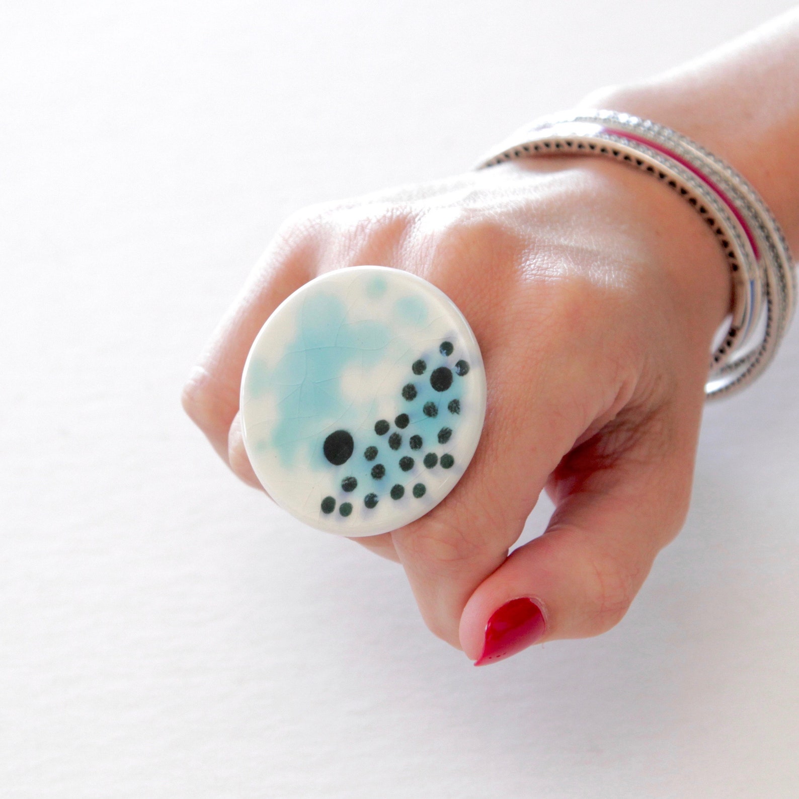 Big Ring Boho Jewelry Ceramic Statement Ring Ceramic Ring | Etsy