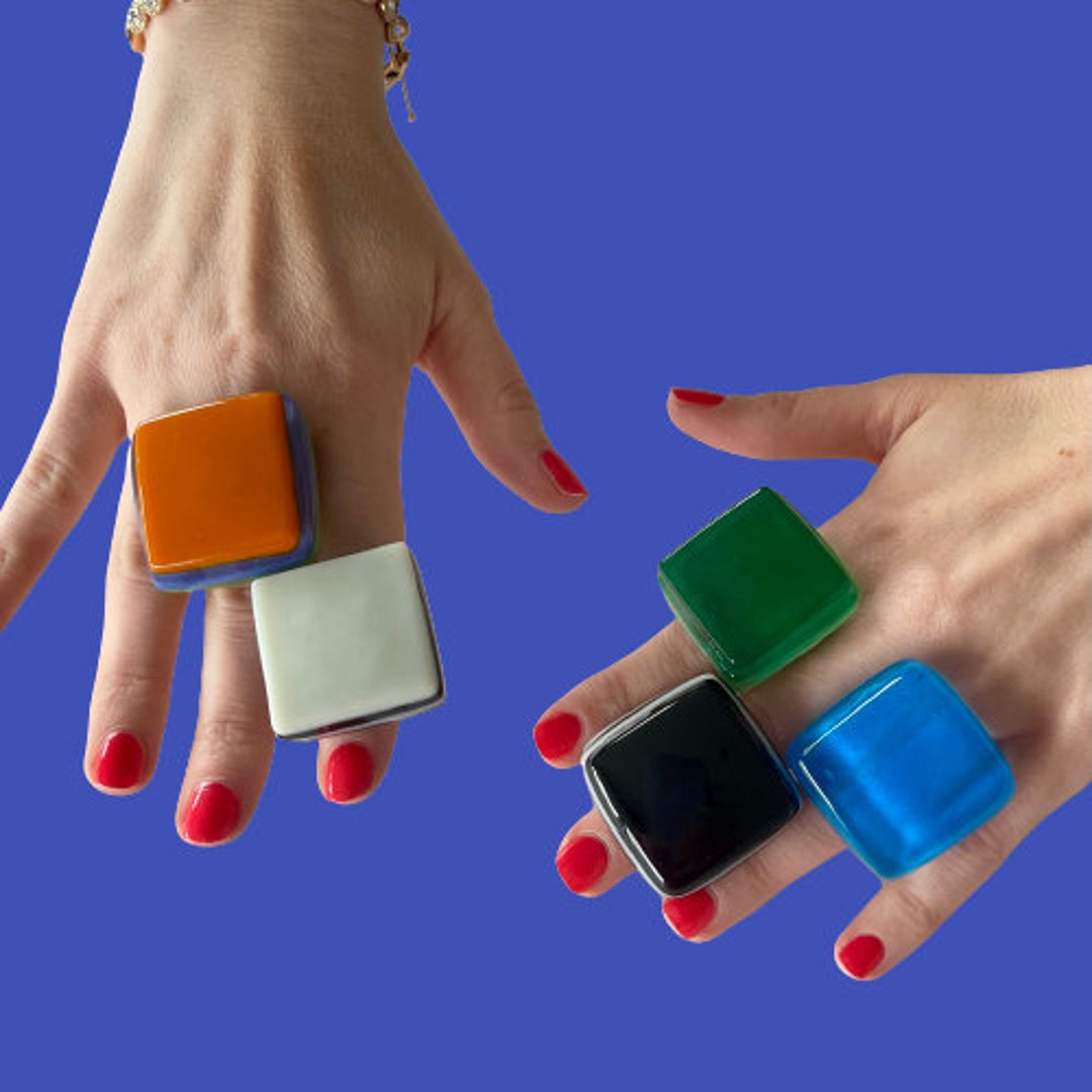 Stacking Ring, Statement Ring, Fused Glass Ring, Statement Jewelry ...