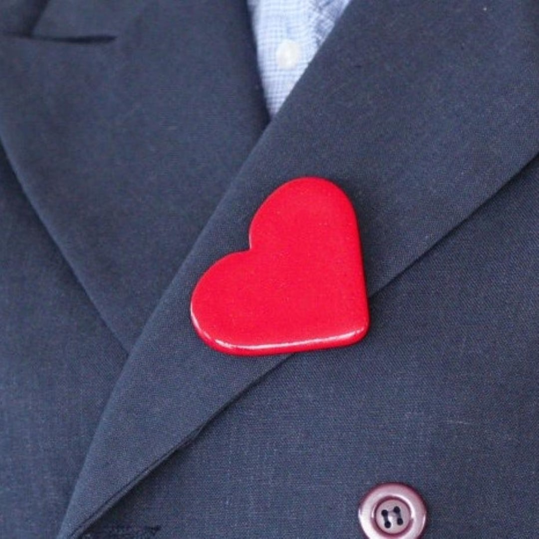 Big Red Heart, Red Heart Brooch, Red Heart Pin, Ceramic Red Heart ...