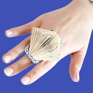 Statement Ring Ceramic and Paper Art Ring, Big Ring, Book Sculpture ...