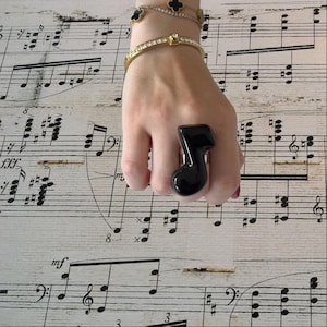 Music Note Ring, Ceramic Ring, Black Ring, Ceramic Jewelry, - Music ...