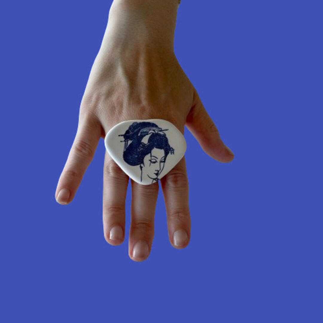 Fashion Portrait Ring, Ceramic Ring - Big Ring Geisha Girl Ring ...