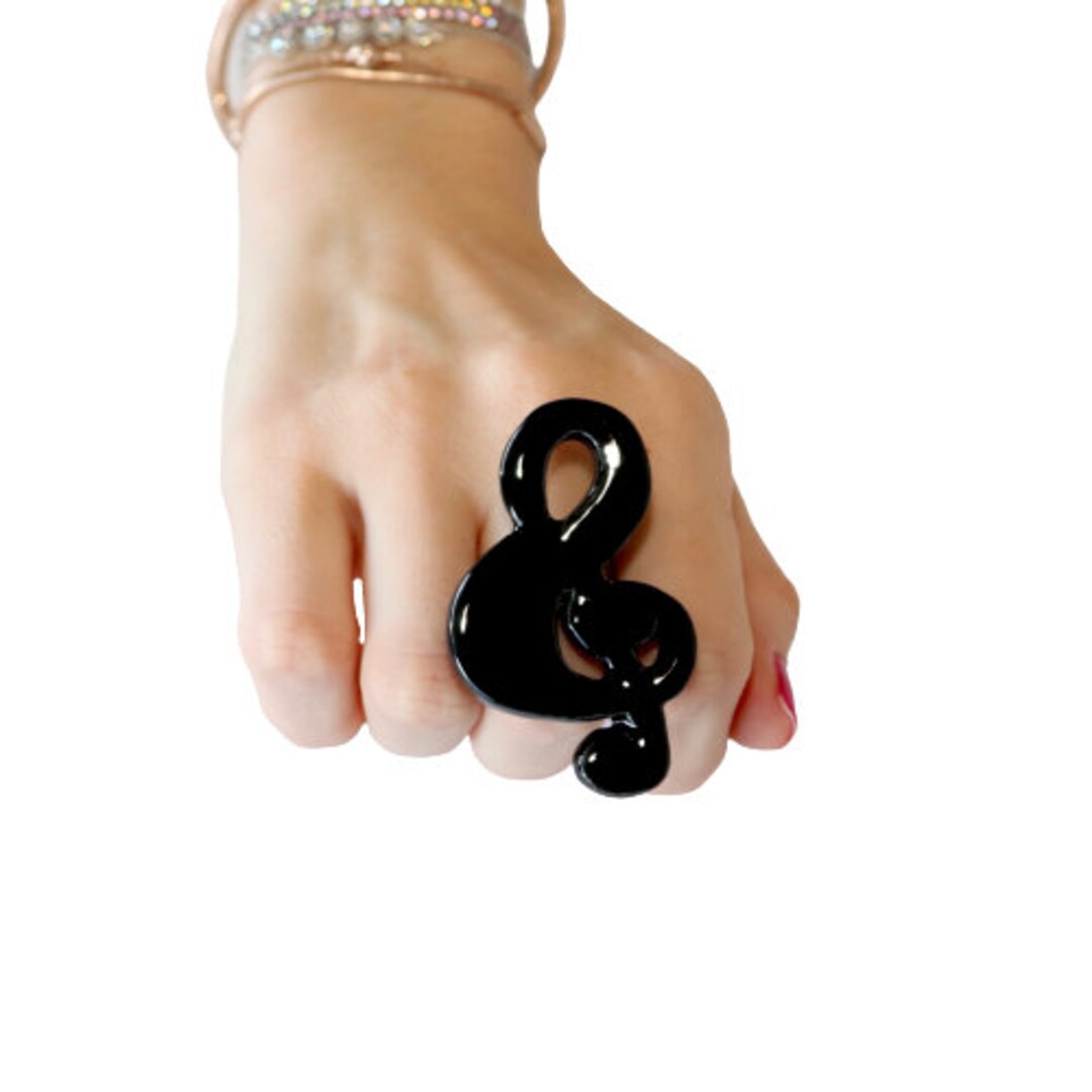 Music Note Ring, Treble Clef Ring, Ceramic Ring, Black Ring, Ceramic ...
