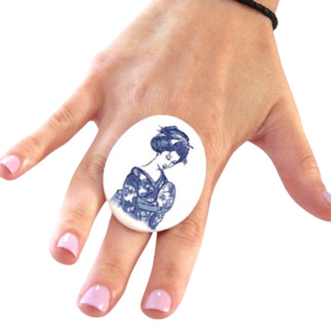 Geisha Girl Ring, Fashion Ring, Womens Jewelry, Portrait Jewelry ...