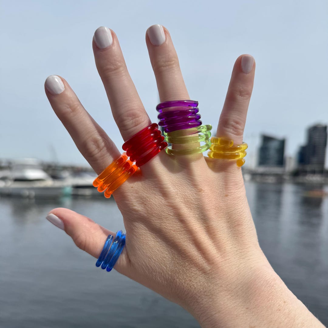 Contemporary Ring, Acrylic Ring, Lucite Ring, Neon Ring, Translucent ...