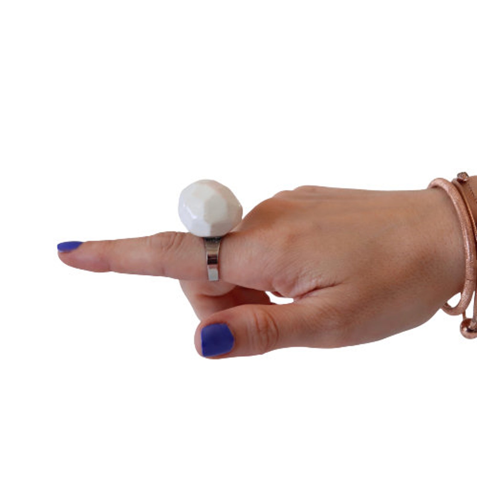 White Polygon Ring Ceramic - Bespoke Jewelry, Geometric Jewelry ...