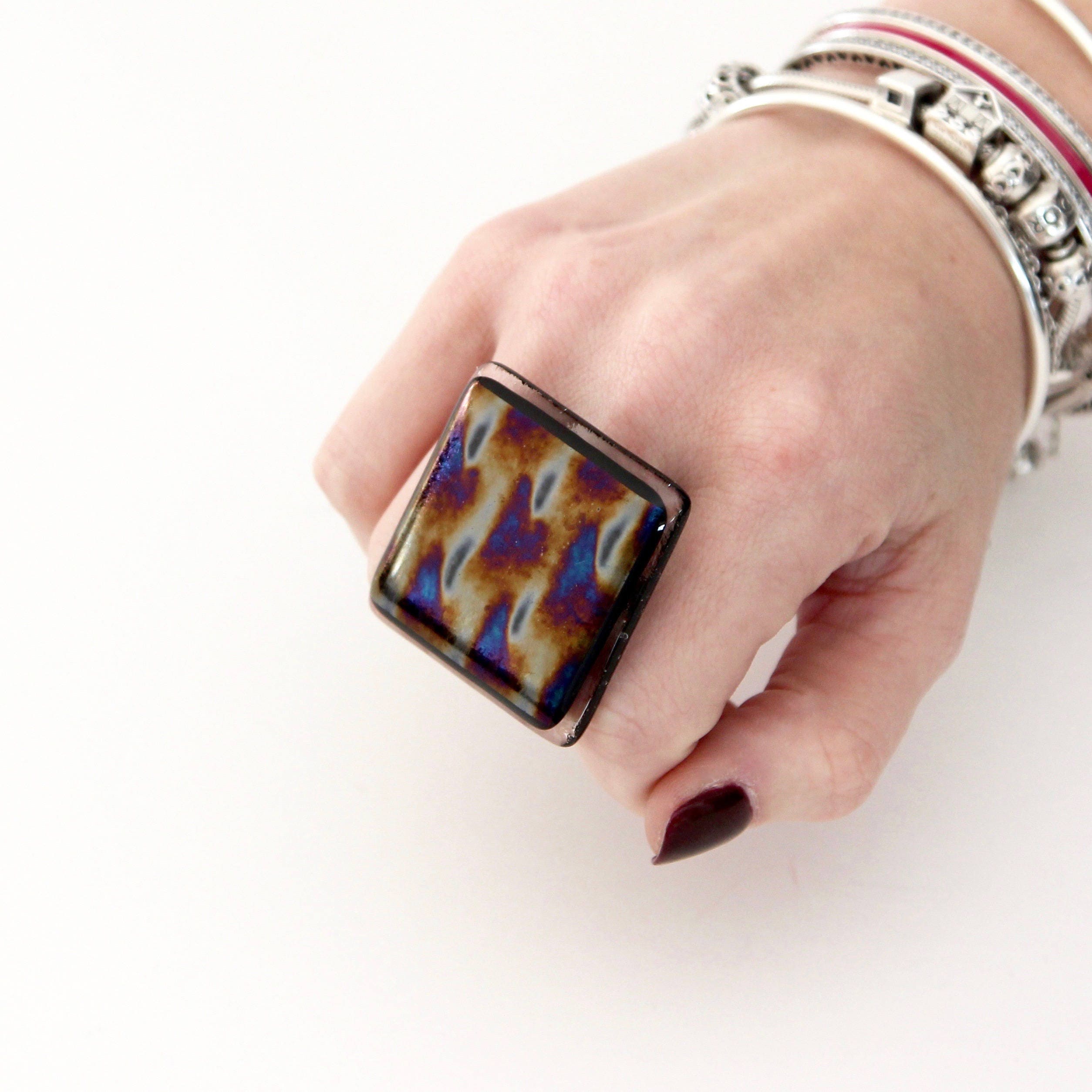 Large Ring Gift Idea for Her Metallic Ring New Year - Etsy