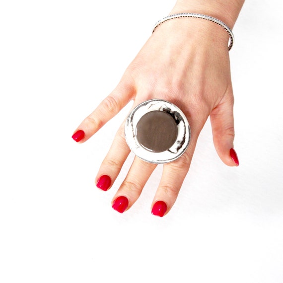 Marbled Ring Ceramic Statement Ring Large Ring Unique | Etsy