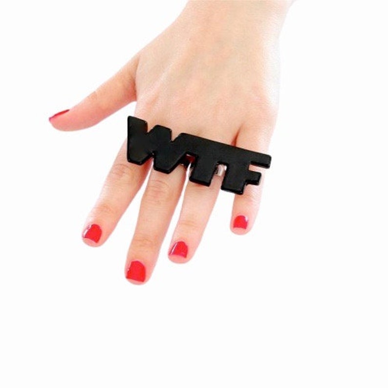 Double Finger WTF Ring Ceramic Jewelry Two Finger Ring - Etsy