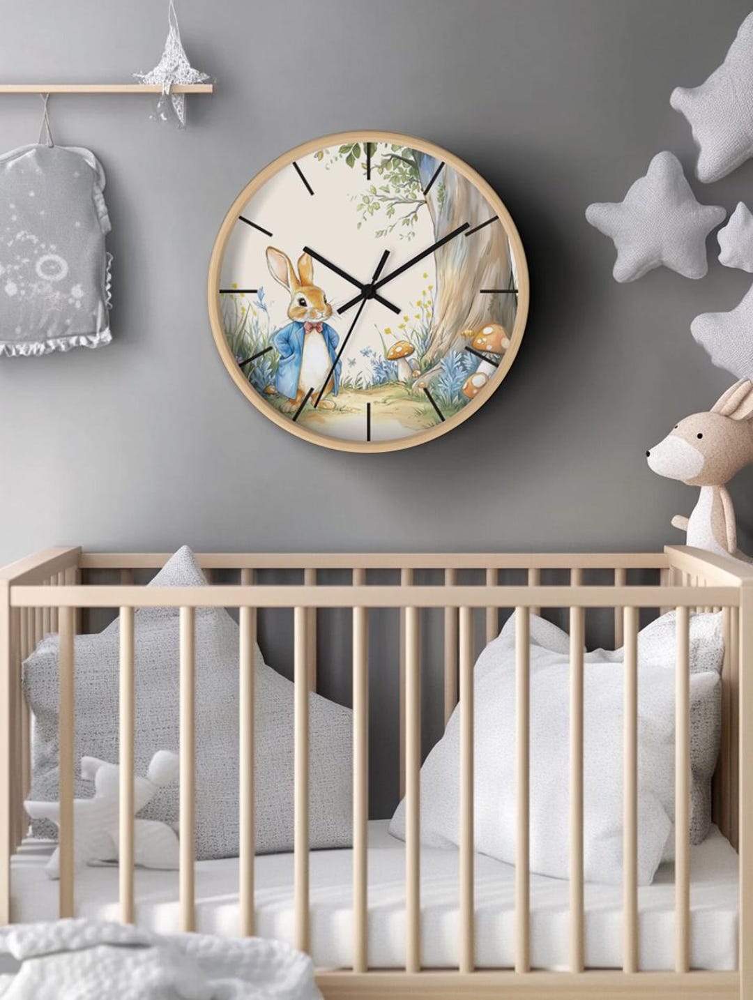 Peter Rabbit Nursery Wall Clock – Cute Kids Room Decor | Baby Shower ...
