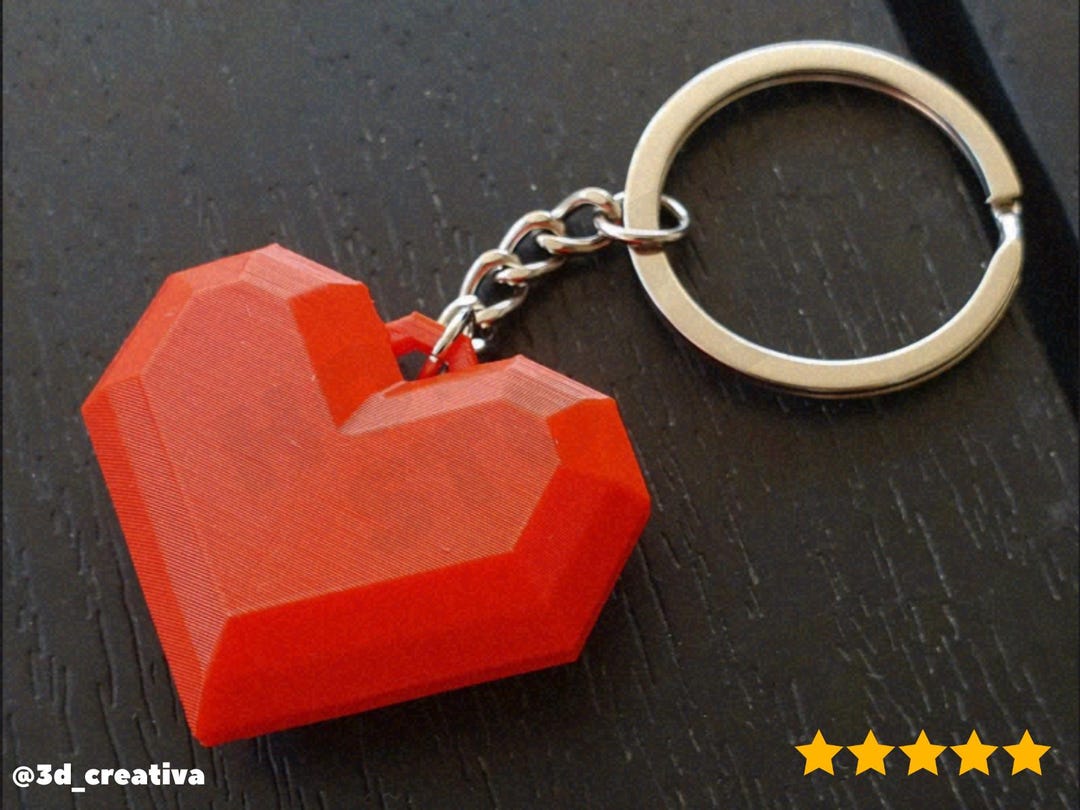 Low Poly Heart Keychain, Geometric Love Charm, Gift Accessory - 3D ...