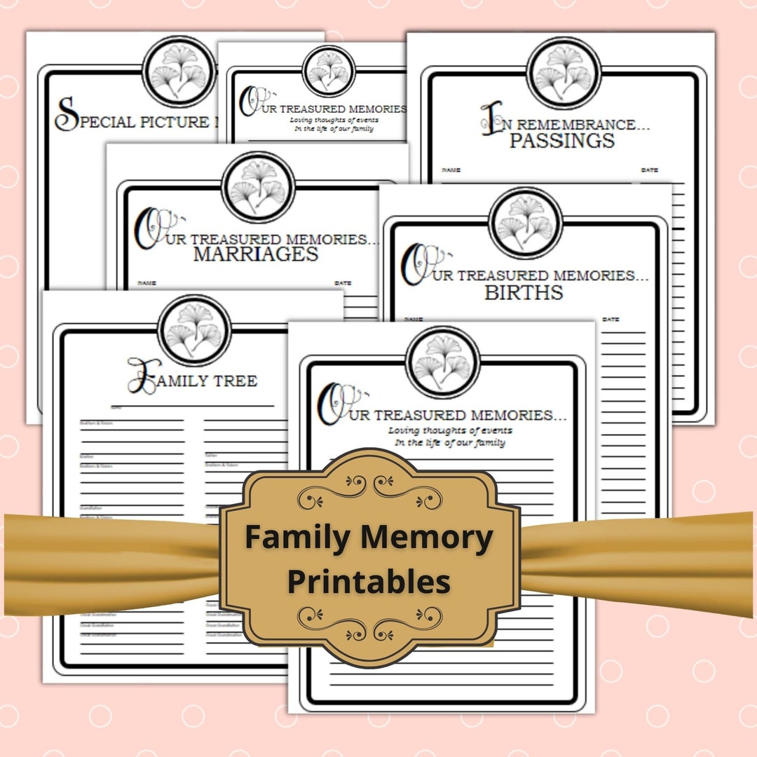 Family History Printable, Genealogy, Favorite Photos, Treasured ...