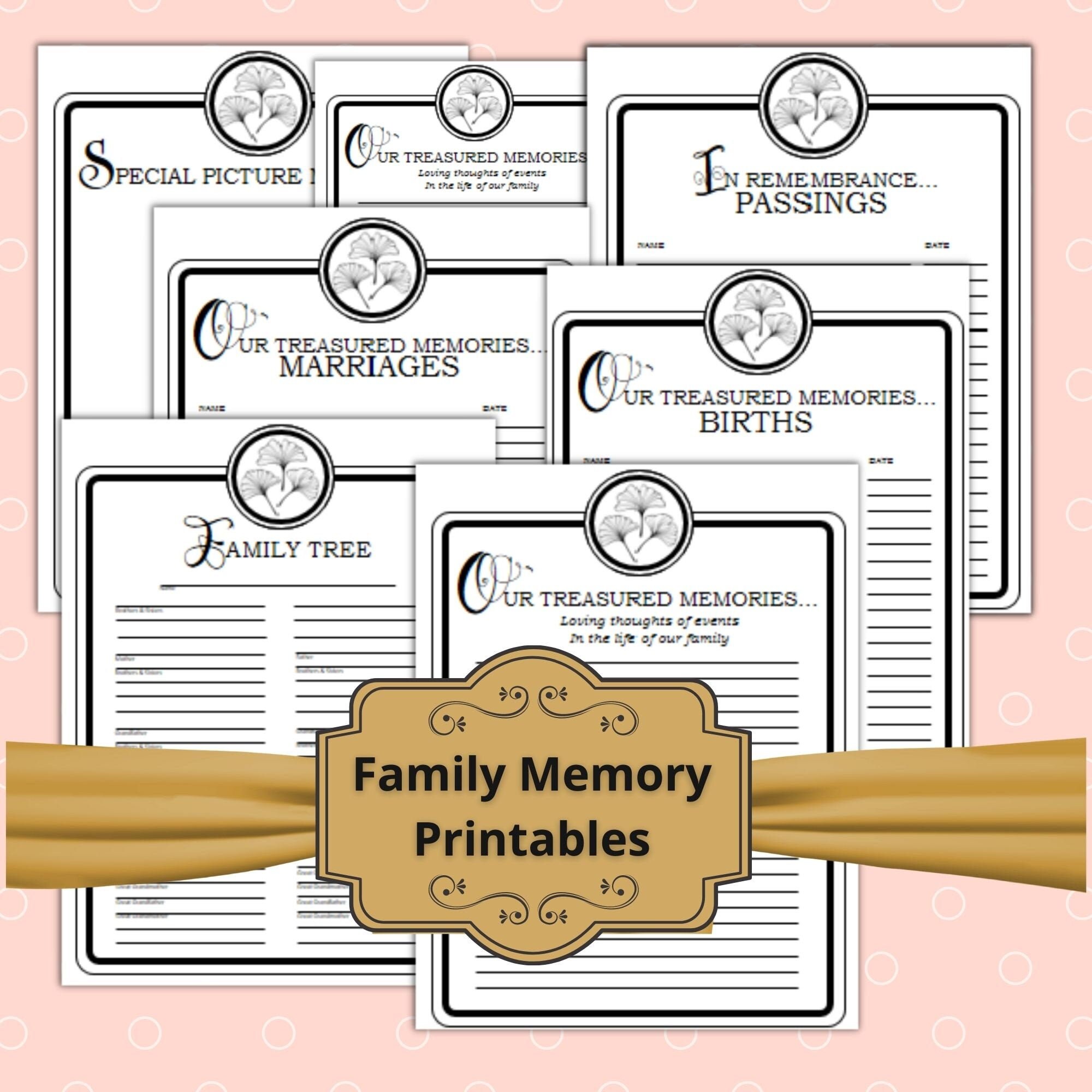 Family History Printable, Genealogy, Favorite Photos, Treasured ...