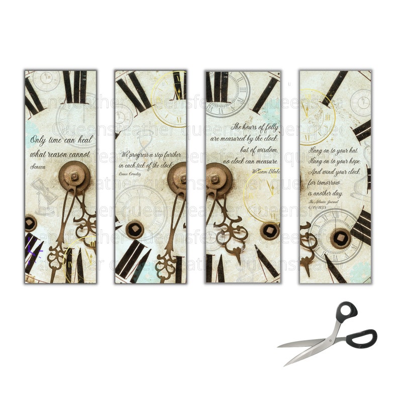 Clock Themed Bookmarks, Bookmark, Bookmark Set, Printable Bookmark ...