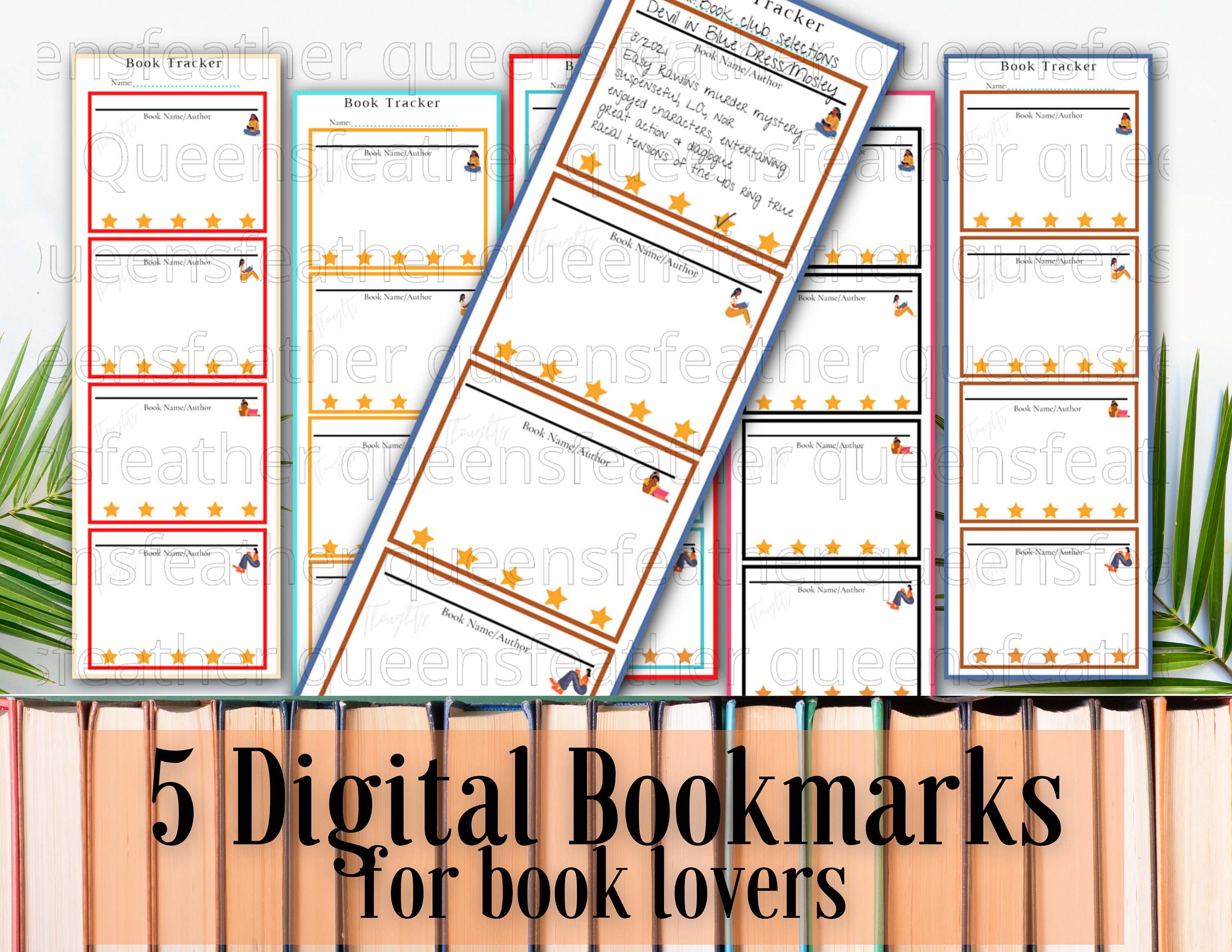 Printable Book Tracker Bookmark, Digital Bookmarks, Bookmarks for ...
