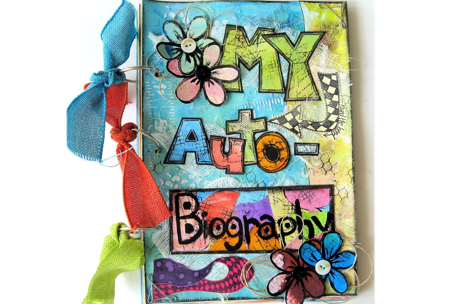 Colorful Auto Biography Scrapbook Mixed Media Art Journal | Etsy