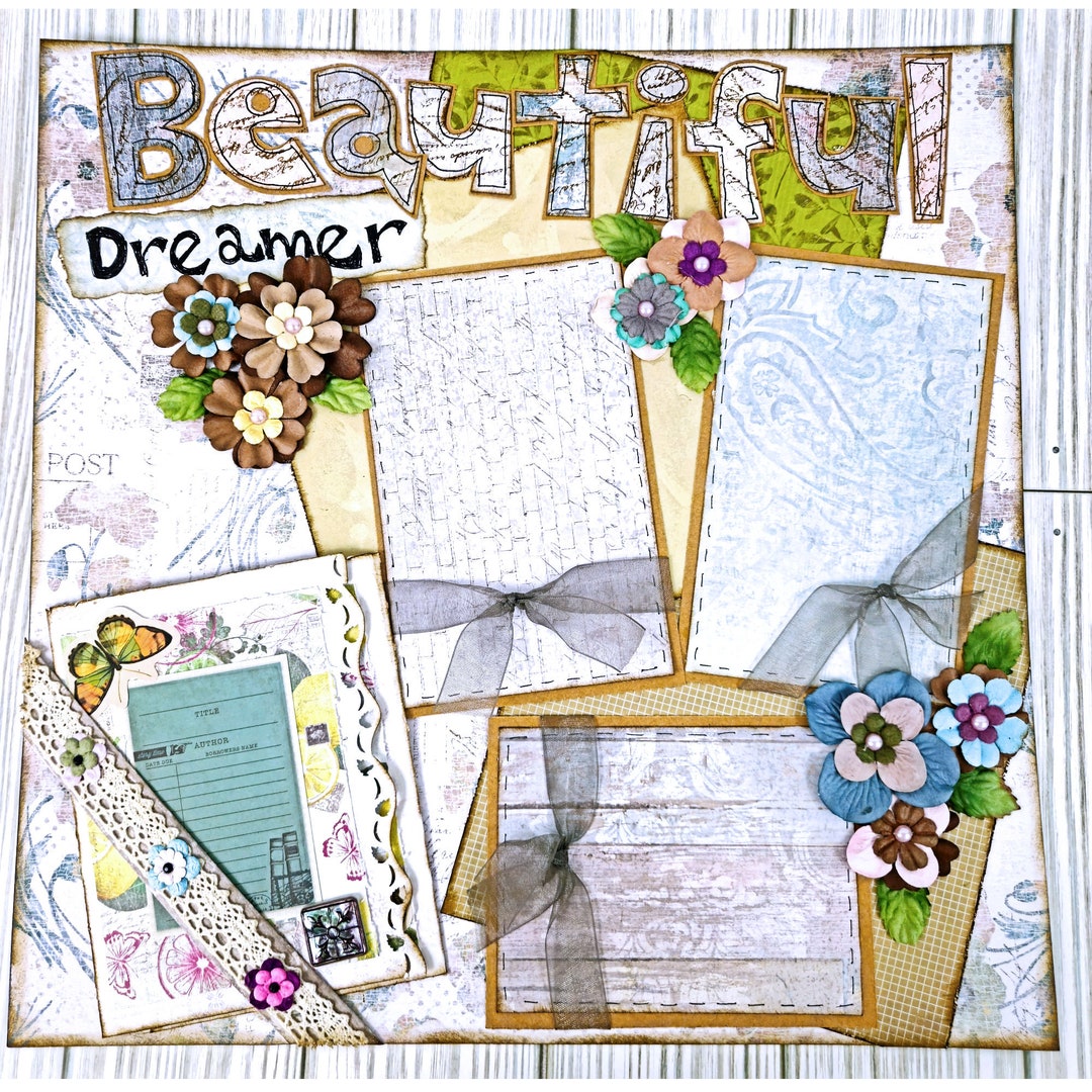12 X 12 Scrapbook Page, Beautiful Dreamer, Premade Scrapbook Page ...