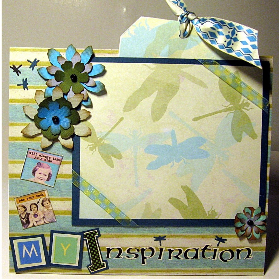 Premade Scrapbook Page My Inspiration Self Standing Blue | Etsy