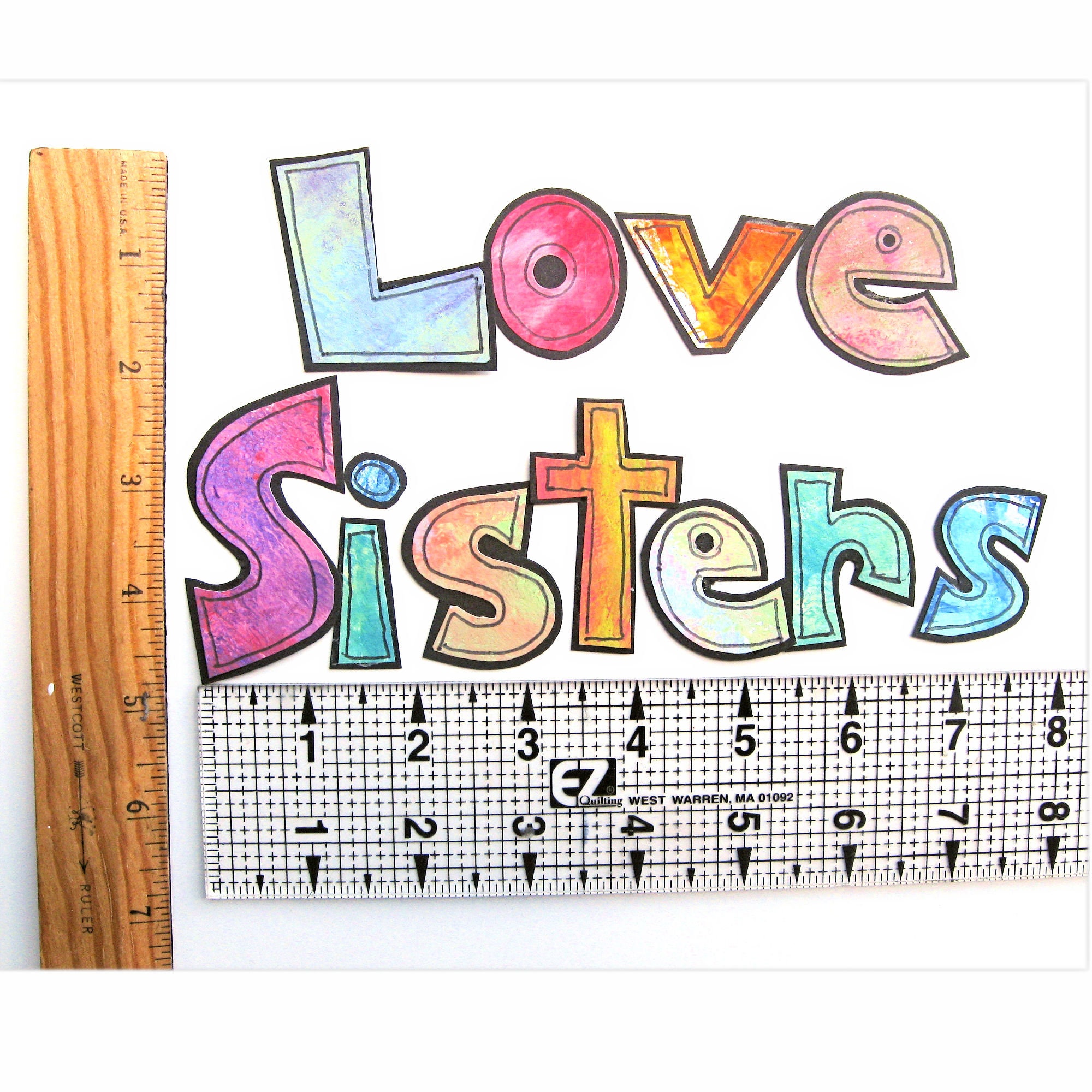 Sisters Painted Art Letters Journal & Scrapbook Title, Custom Pre-cut ...