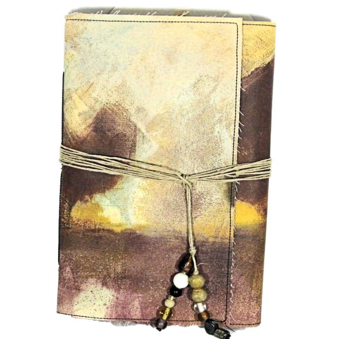 Large Handmade Scrap Journal: Beaded Twine Closure, Personalized Travel ...