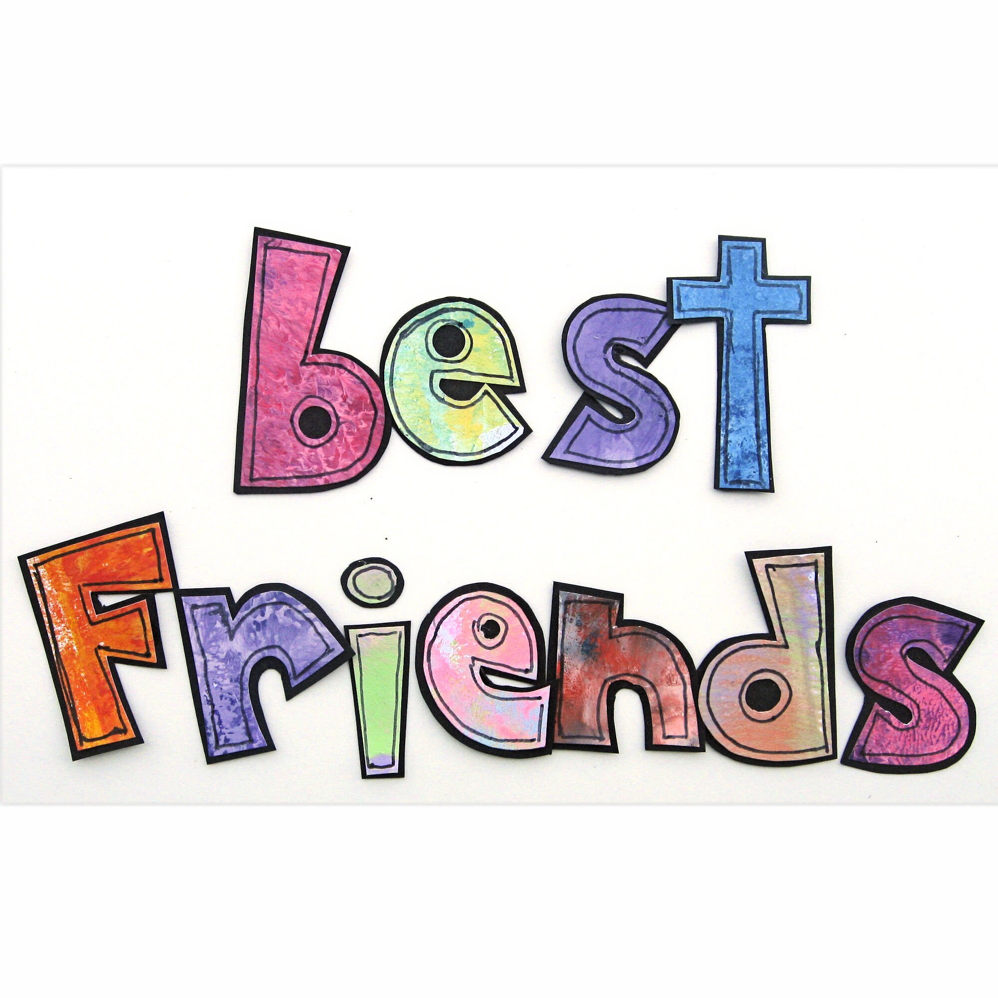 Rainbow Letters Best Friends Customize Phrases, Doodle Letters Hand Cut ...