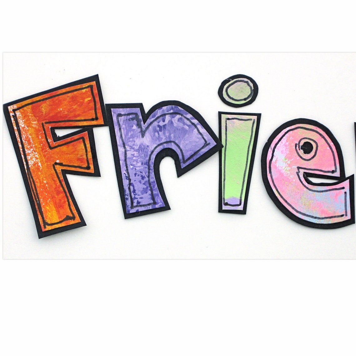 Rainbow Letters Best Friends Customize Phrases Doodle Letters | Etsy