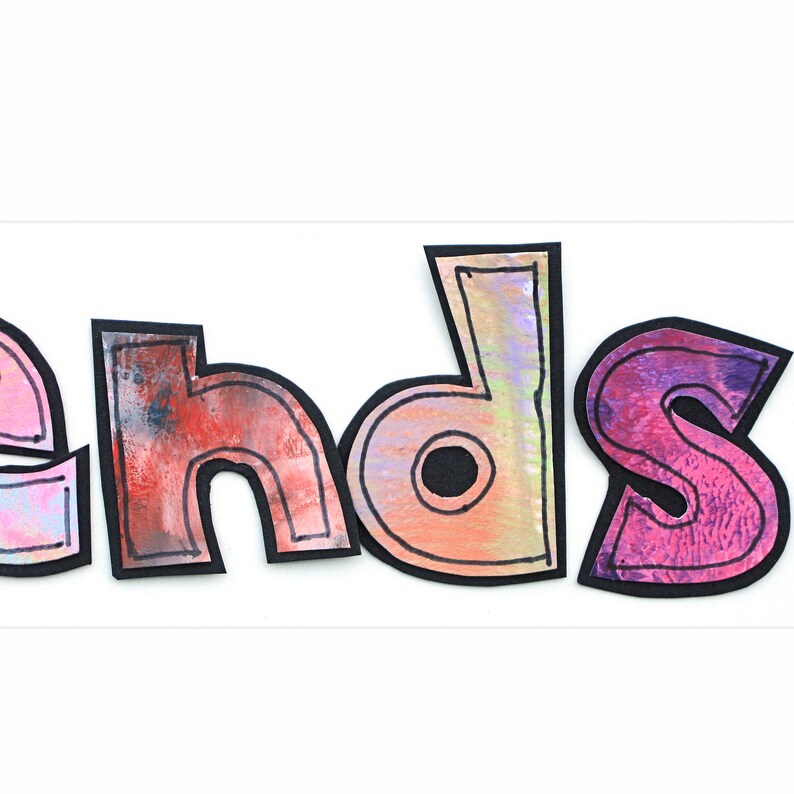 Rainbow Letters Best Friends Customize Phrases Doodle Letters - Etsy