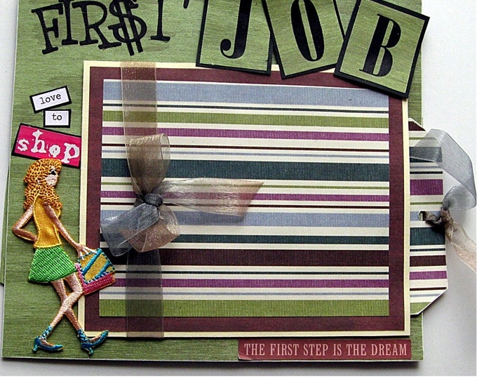Premade Scrapbook Page-first Job, Girl, Teen, Shopping, Self Standing ...