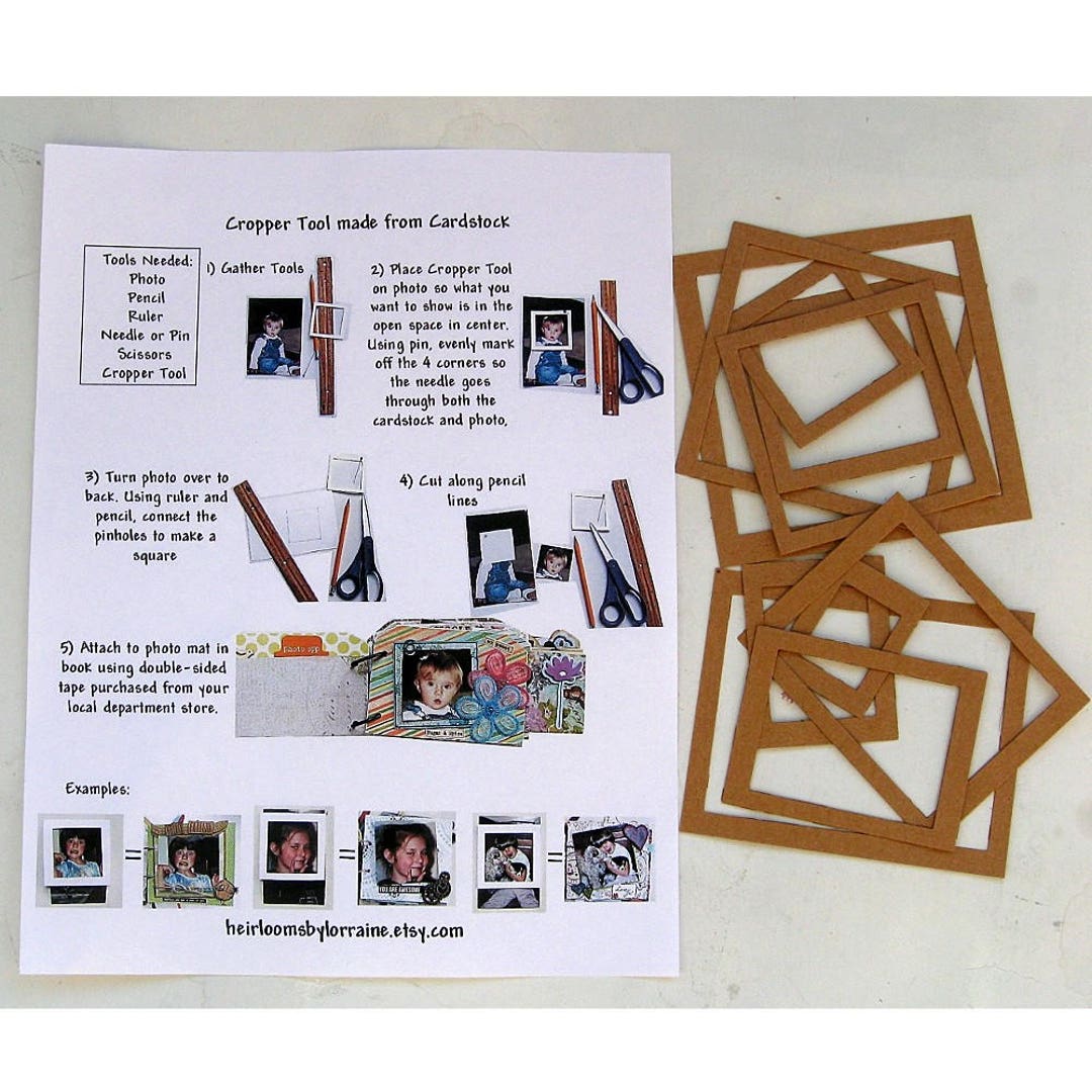 Photo Cropping Templates: DIY Scrapbook Card Stock Aid (set of 10) - Etsy