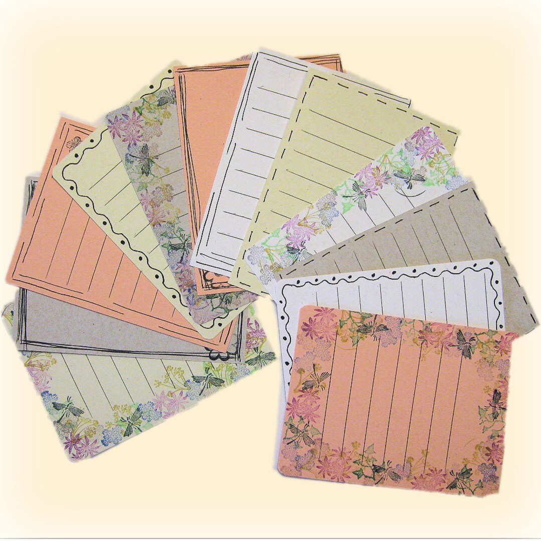 Set of 12 Handmade Note Cards, Journaling Notecards, Personal Well ...
