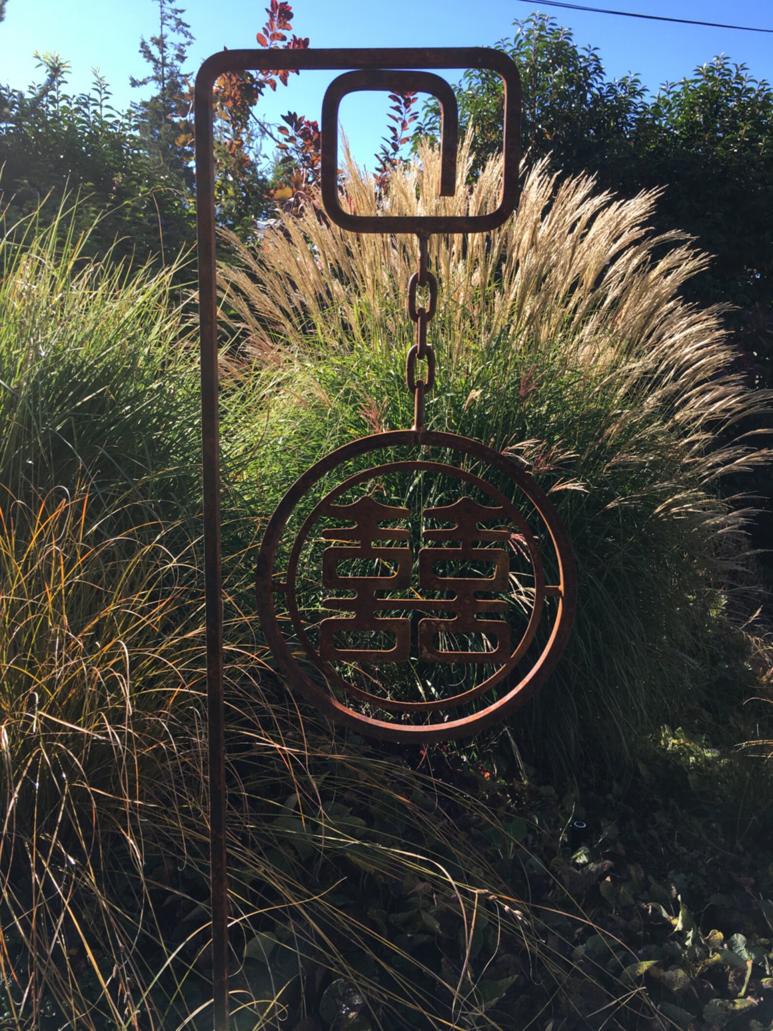 Double Happiness Chinese Garden Stake Sculpture-home and - Etsy