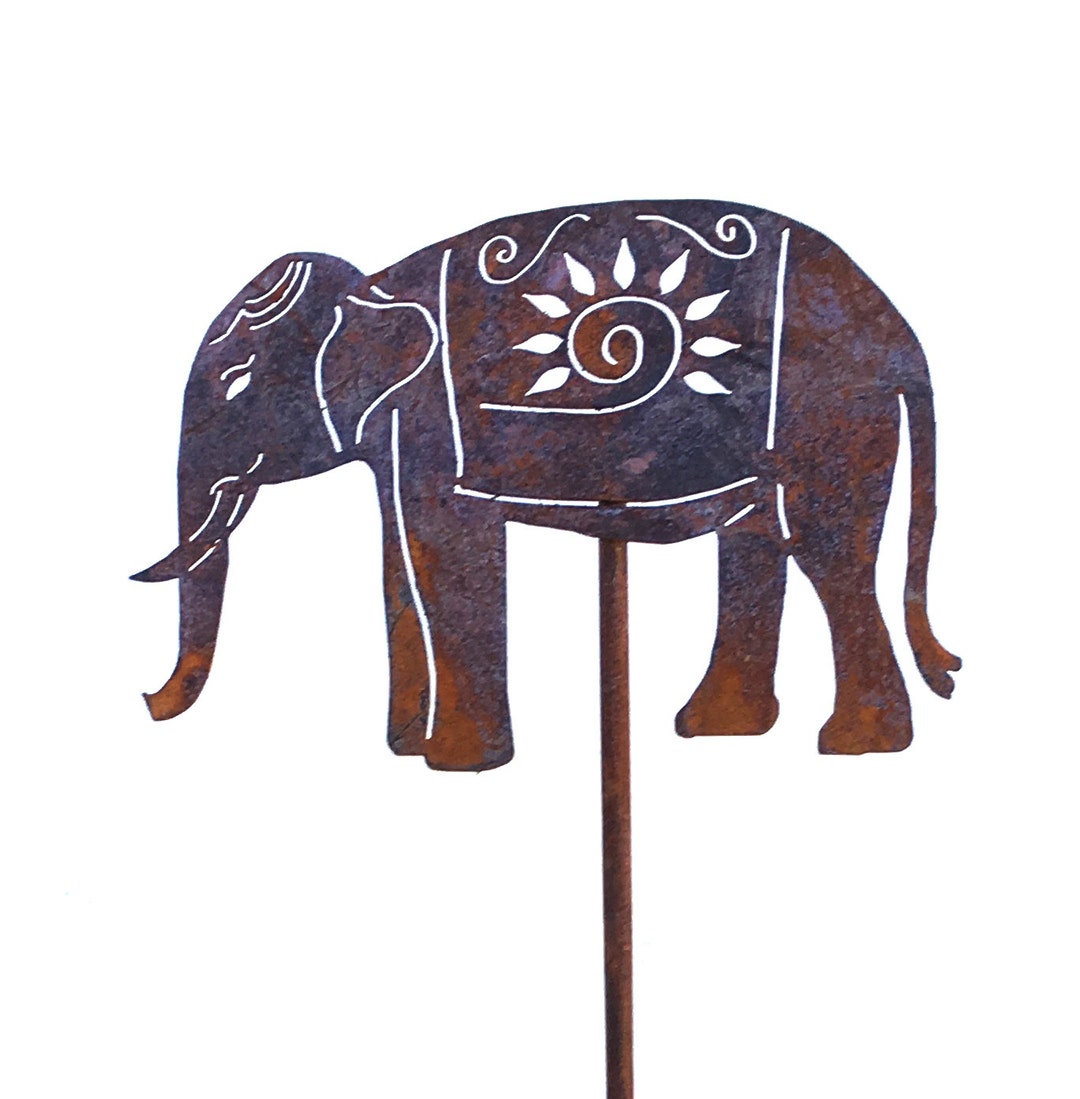 Elephant Metal Garden Art Stake Home Garden Decor Free Shipping! - Etsy