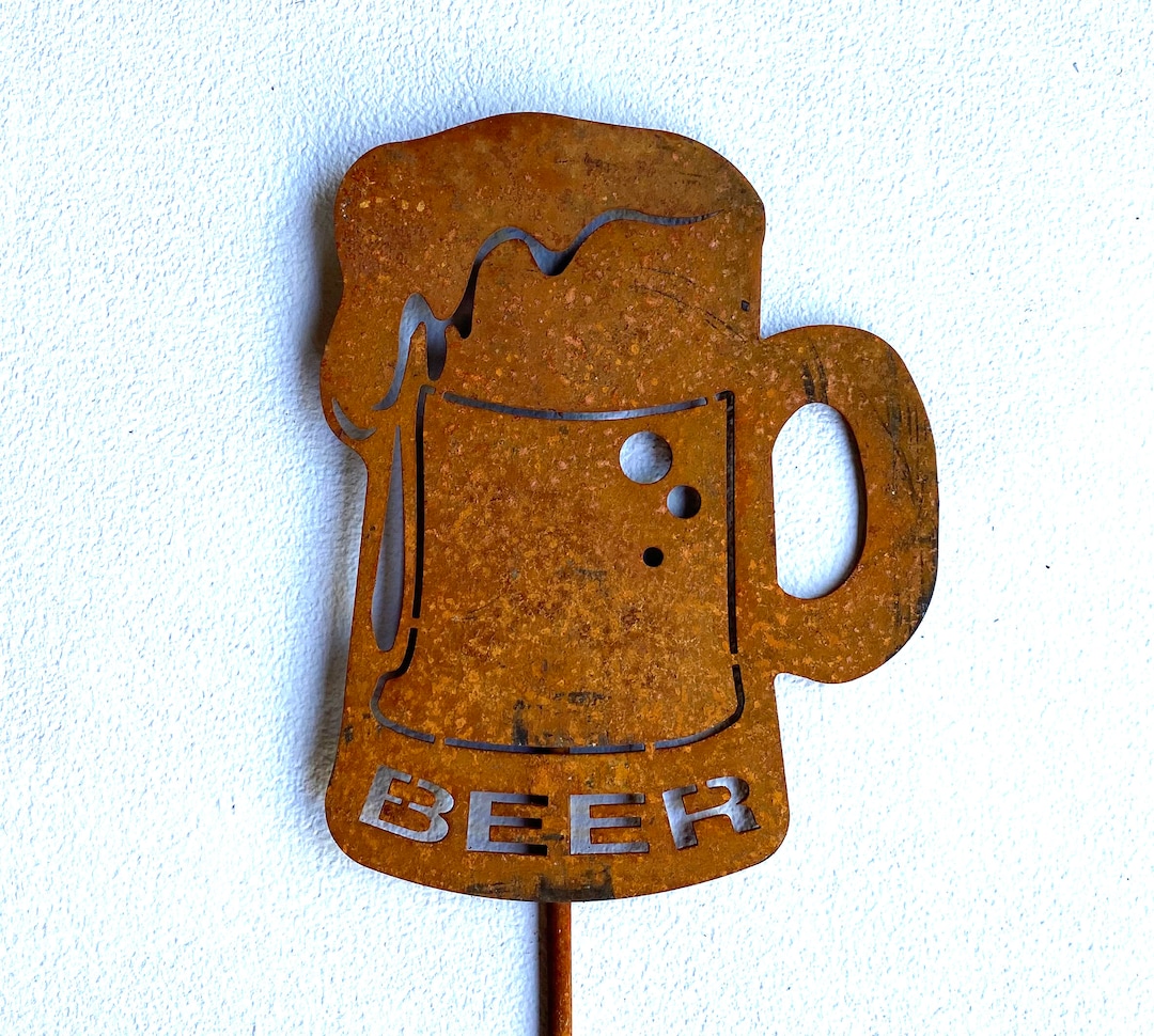 Metal Art Garden Stake Beer -free Shipping - Etsy