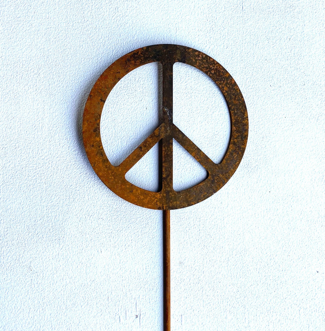 Metal Garden Art Stake Peace Symbol Home Decor - Etsy