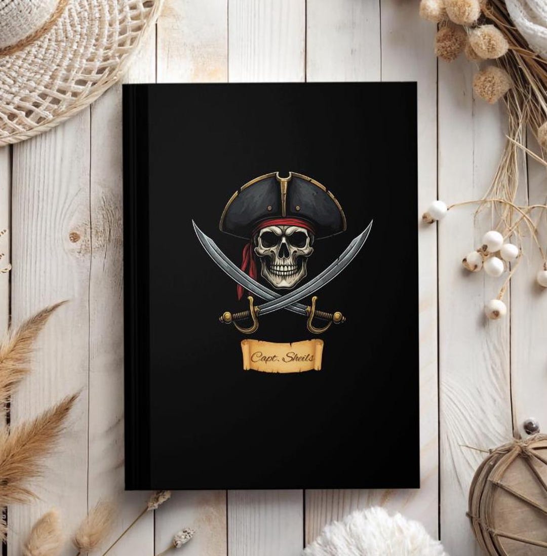 Custom Pirate Notebook | Fun Halloween Jolly Roger Notebook | Hardcover ...