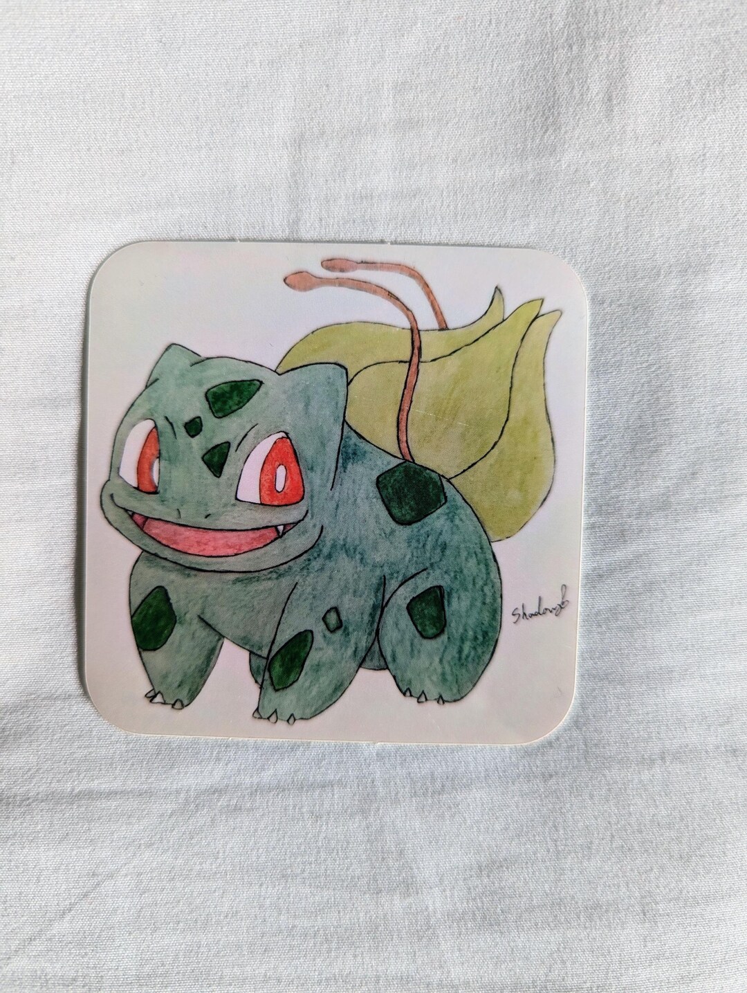 Bulbasaur Watercolour Pencil Stickers With Fine Liner Hand Drawn 8x8cm ...