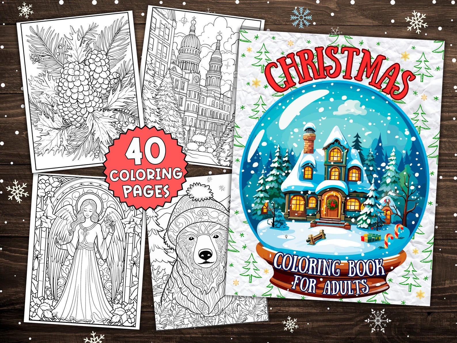 Christmas Coloring Book for Adults: 40 Pages Featuring Beautiful ...