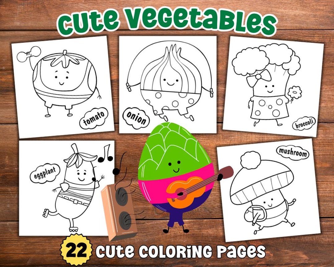 Cute Vegetables Coloring Book for Kids 2+ - Fun, Easy & Bold ...