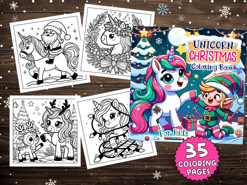 Christmas Coloring Book for Kids: 35 Simple, Cute & Easy Designs ...