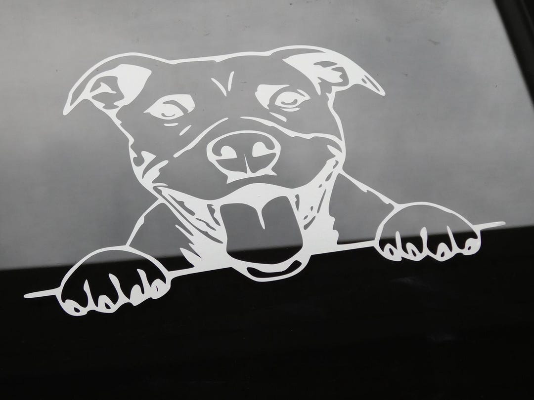 Peeking Pit Bull Vinyl Decal - Waterproof Dog Window Sticker - Etsy