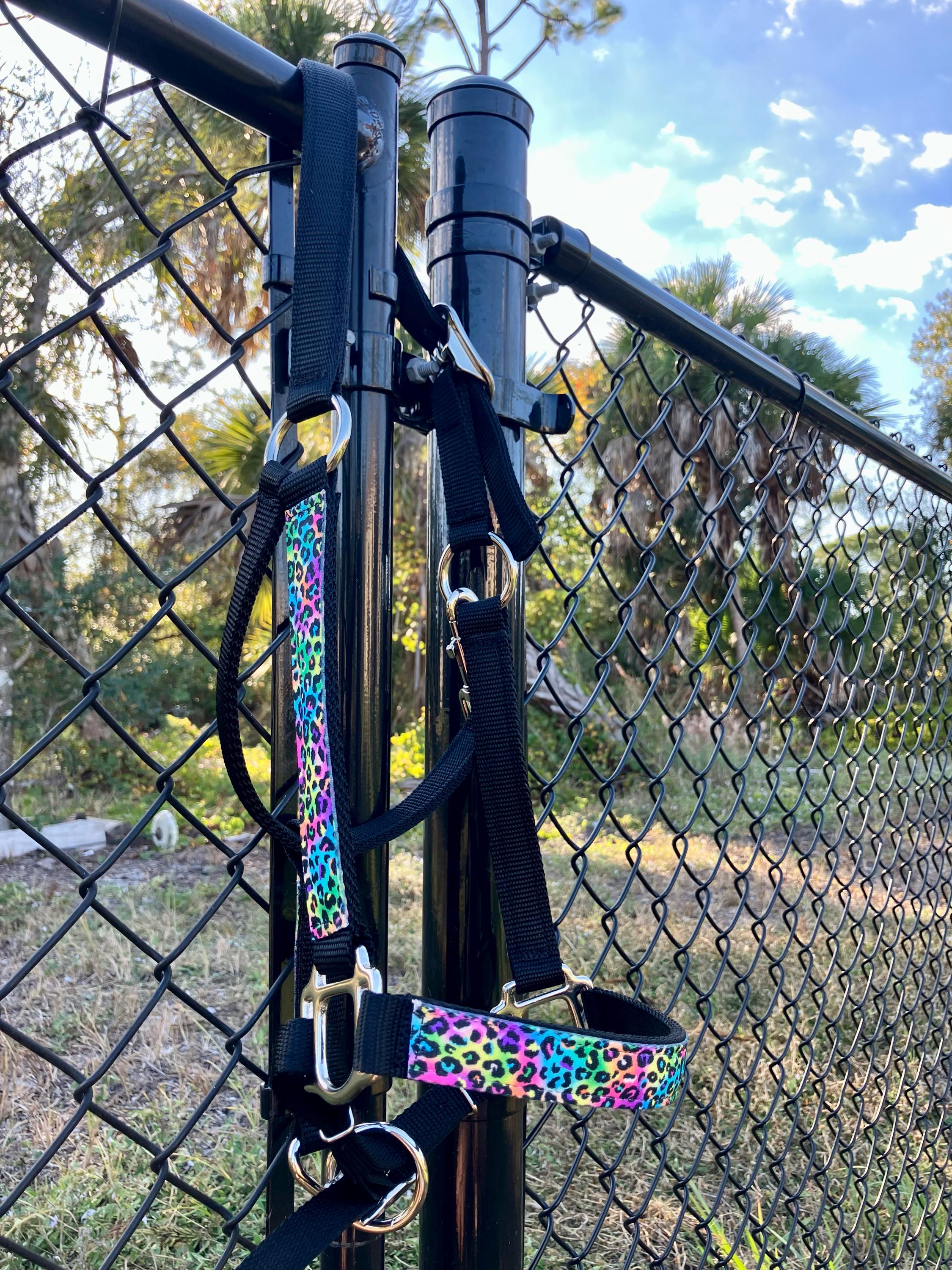 Rainbow Leopard Print Pattered Horse Halter, Personalized Embroidered ...