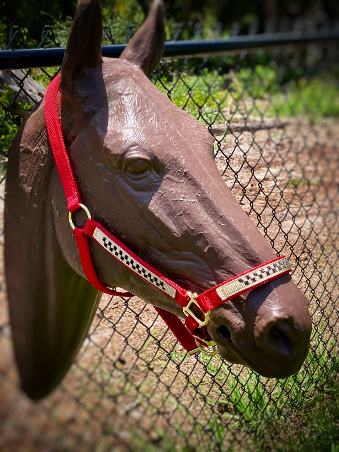 Custom Embroidered Checkered Horse Halter: Personalized Nose Band - Etsy