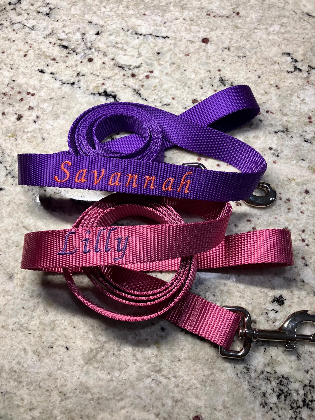 Custom Embroidered Dog Leash, 1" Width Handmade Dog Lead, Nylon Dog ...