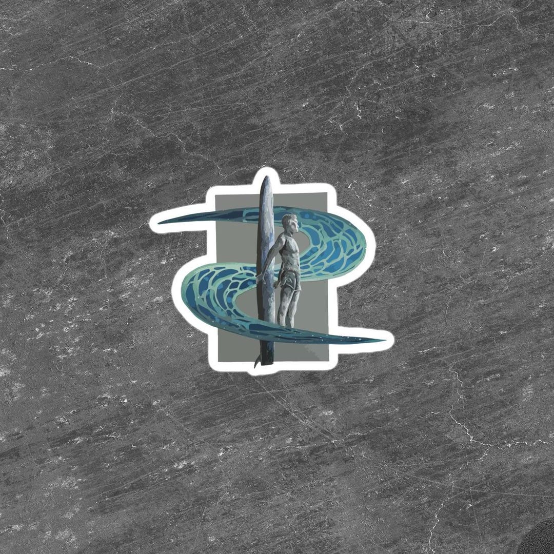 Surf Statue Sticker Inspired by Steamer Lane, Santa Cruz, California ...