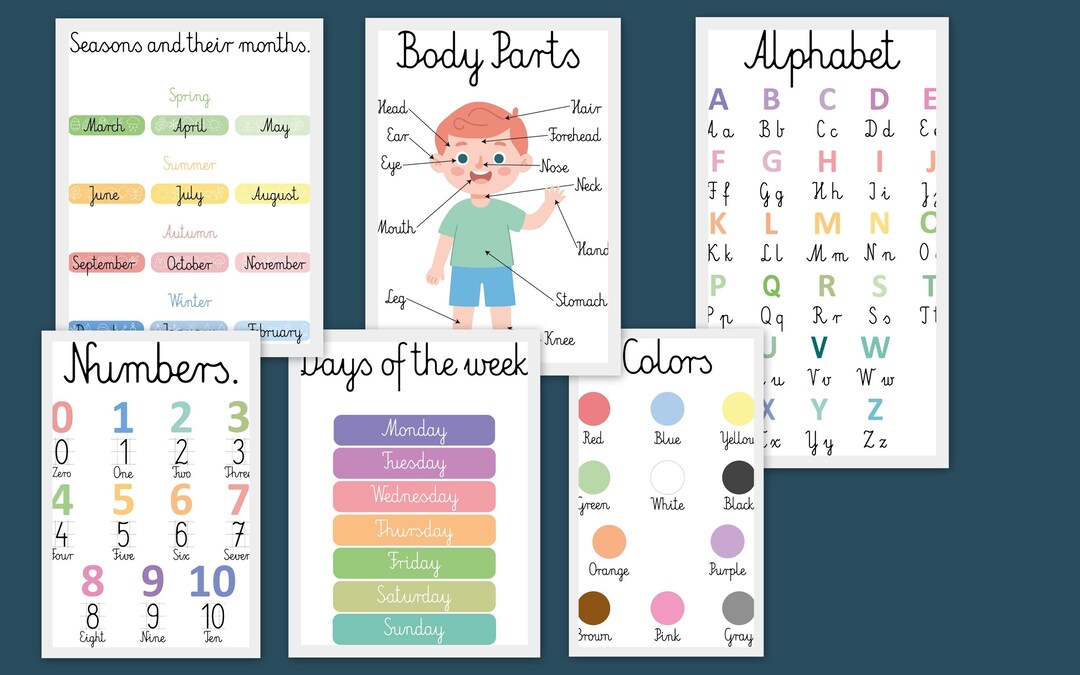 Educational Posters | Body Parts, Alphabet, Seasons, Months, Colors ...
