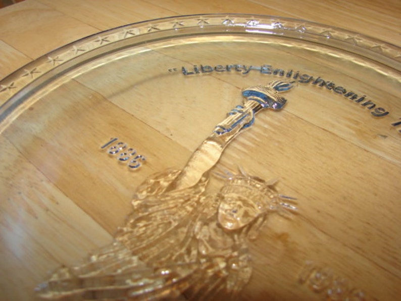 Statue of Liberty Plate 1986 Blue Glass - Etsy