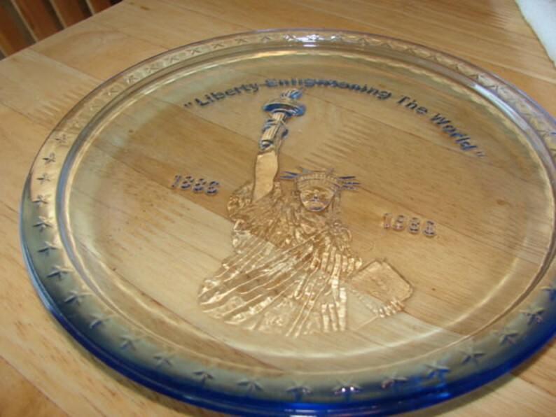 Statue of Liberty Plate 1986 Blue Glass - Etsy