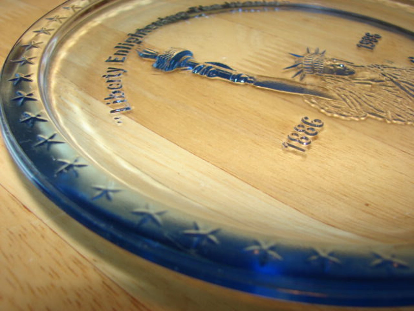 Statue of Liberty Plate 1986 Blue Glass - Etsy