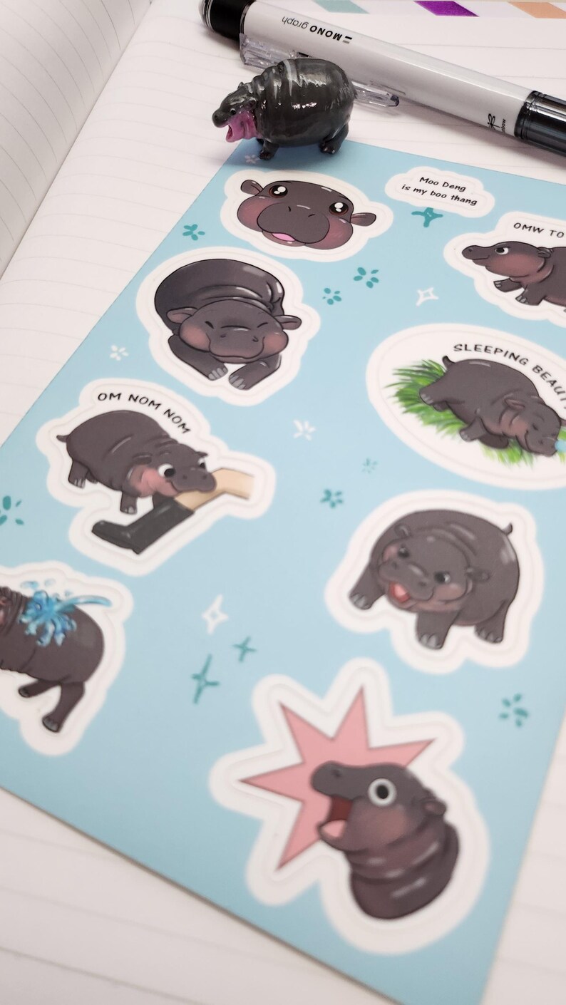 Moo Deng Vinyl Sticker Sheet - Etsy